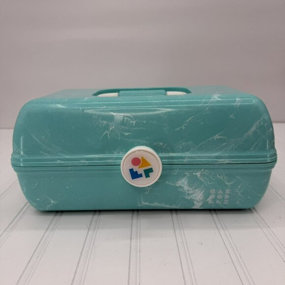 Caboodles | Makeup | Vintage Caboodle Teal White Swirl Makeup Plastic ...